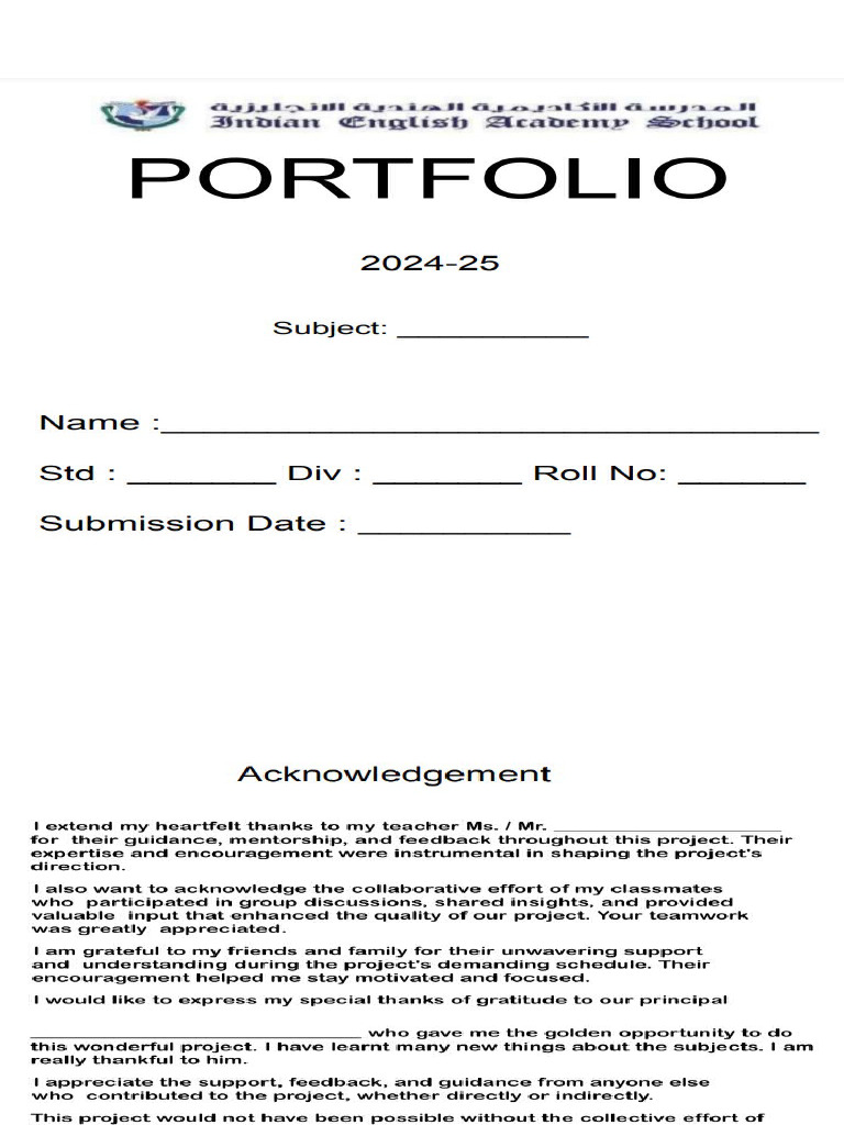 French Portfolio STD 8 | PDF