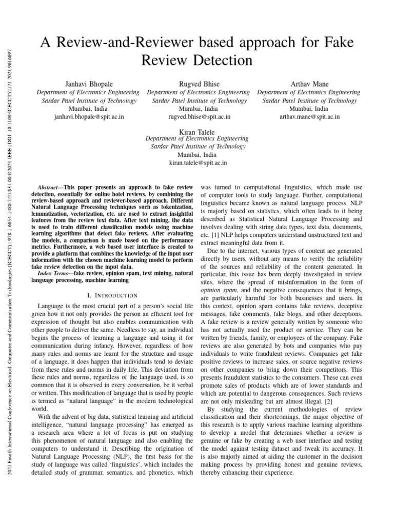 A - Review-and-Reviewer - Based - Approach - For - Fake - Review ...