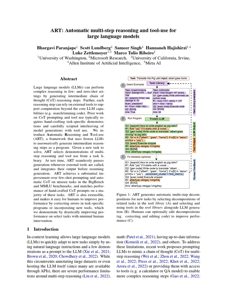 ART Automatic Multi-Step Reasoning and Tool-Use For | PDF
