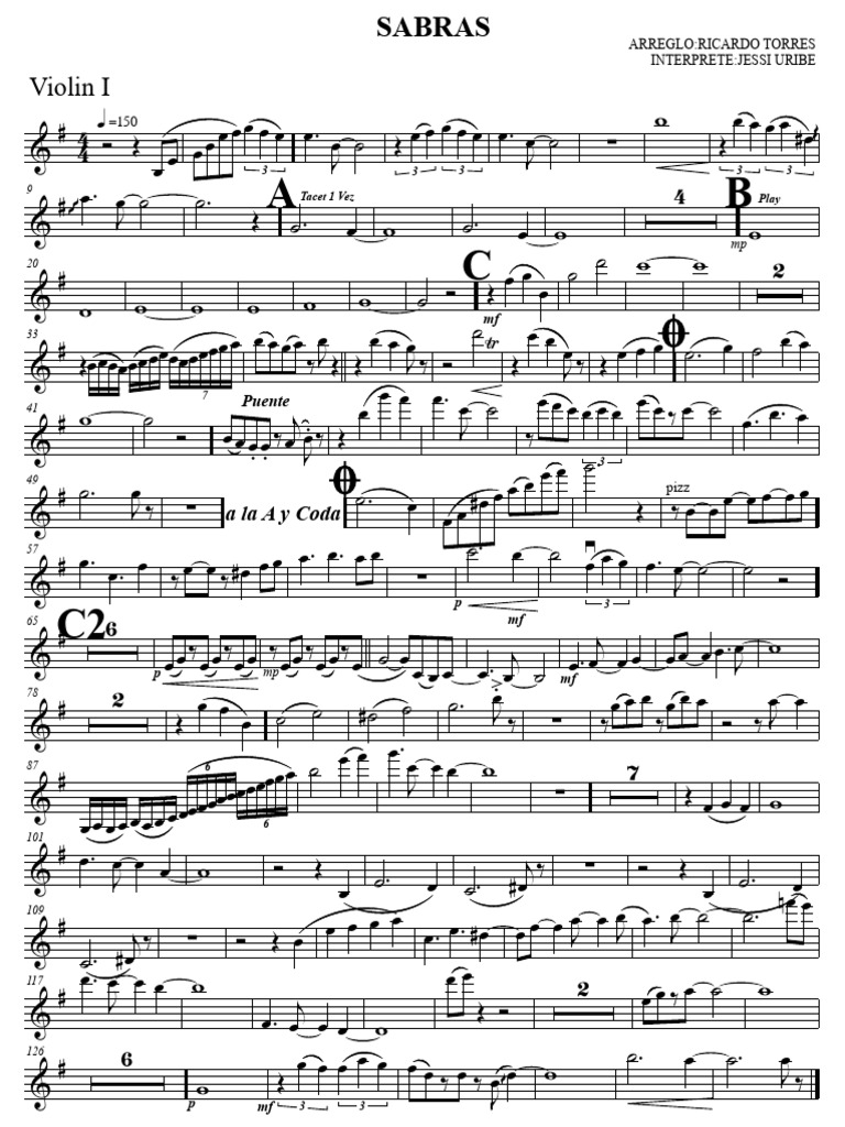 SABRAS - Violin I | PDF