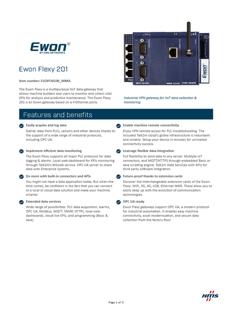 Hms FLEXY20100 00MA en Ewon Flexy 201 | PDF | Programmable Logic Controller | Computing