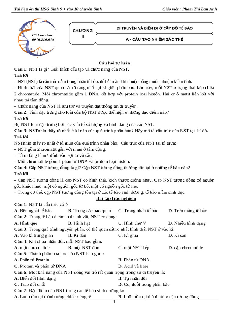 Chương II - NST | PDF