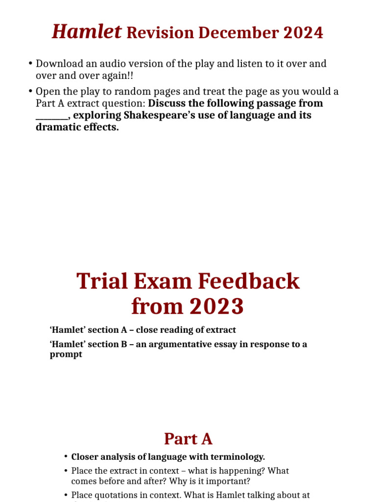 Hamlet Revision Dec 2024 | PDF | Hamlet