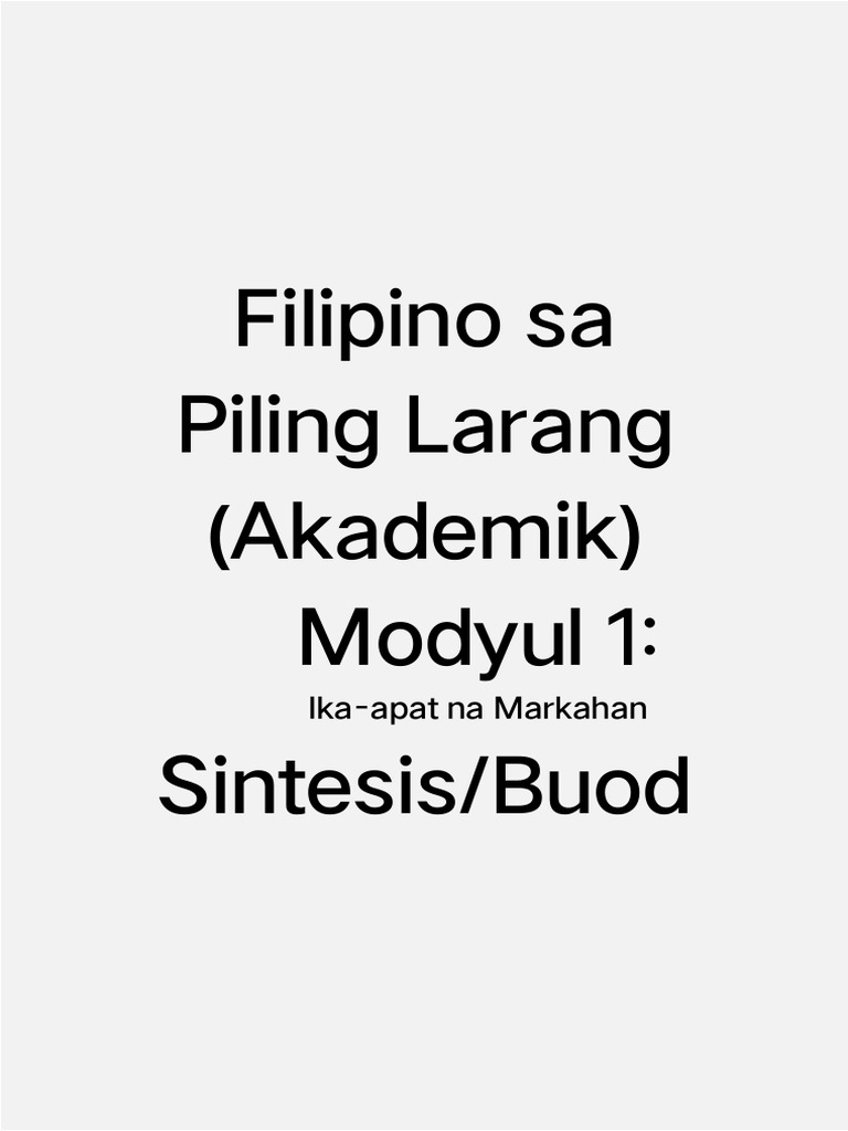 Filipino Sa Piling Larang (Akademik) Modyul | PDF