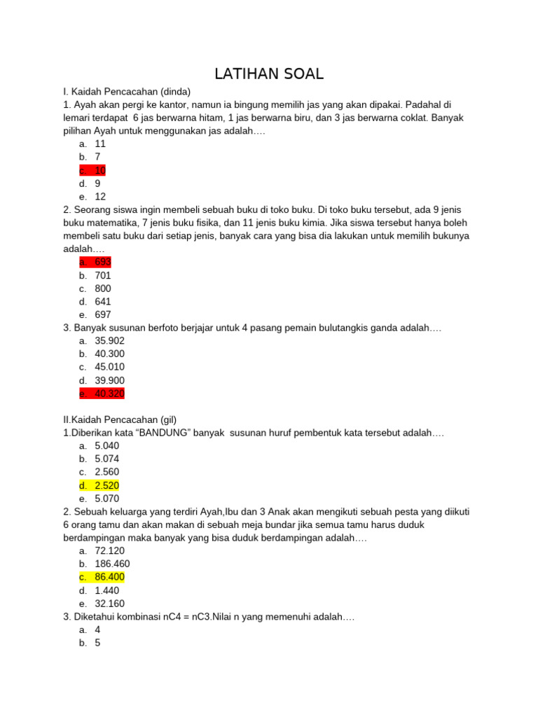 LATIHAN SOAL S.Anj | PDF