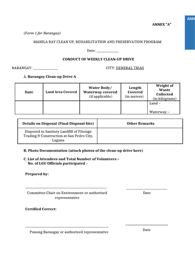 Barangay Clean-Up Drive Report | PDF