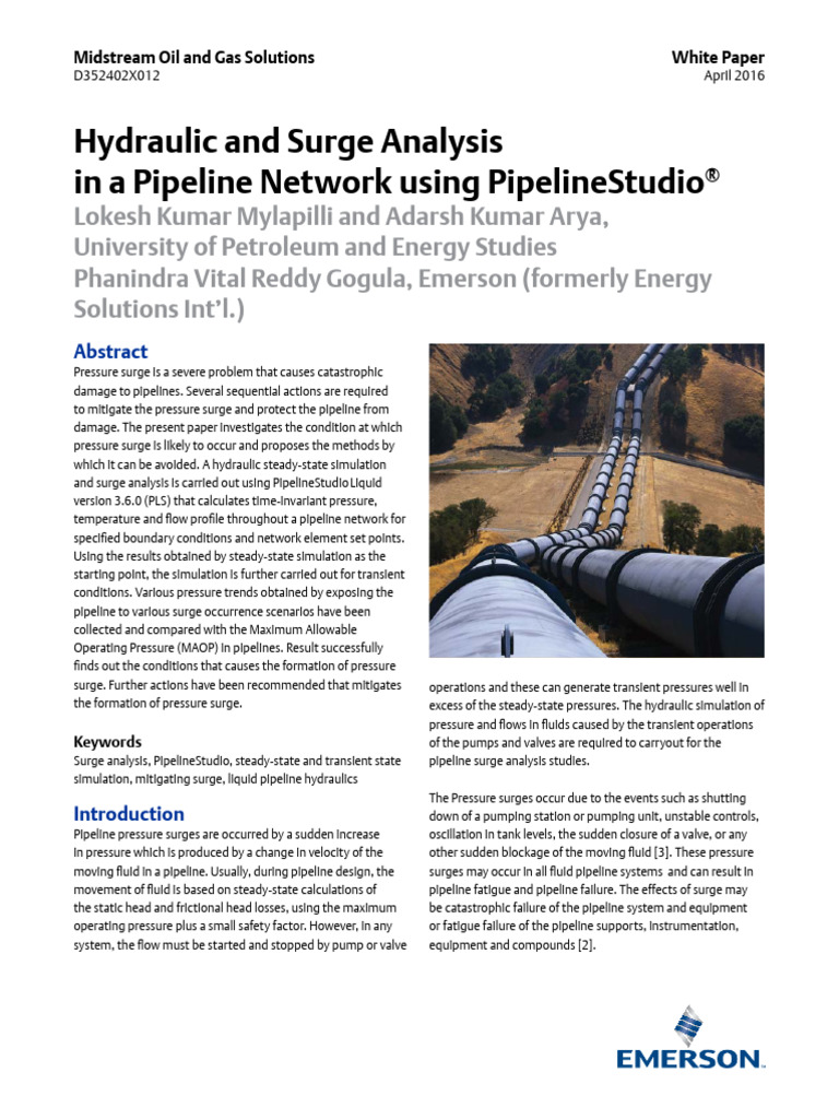 Pipeline Surge Analysis and Mitigation | PDF | Pump | Pressure