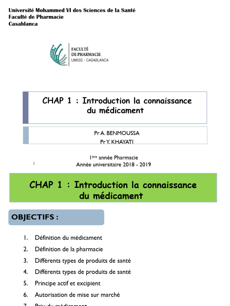 Introduction au Médicament et à la Pharmacie | PDF | Médicament générique | Compléments alimentaires