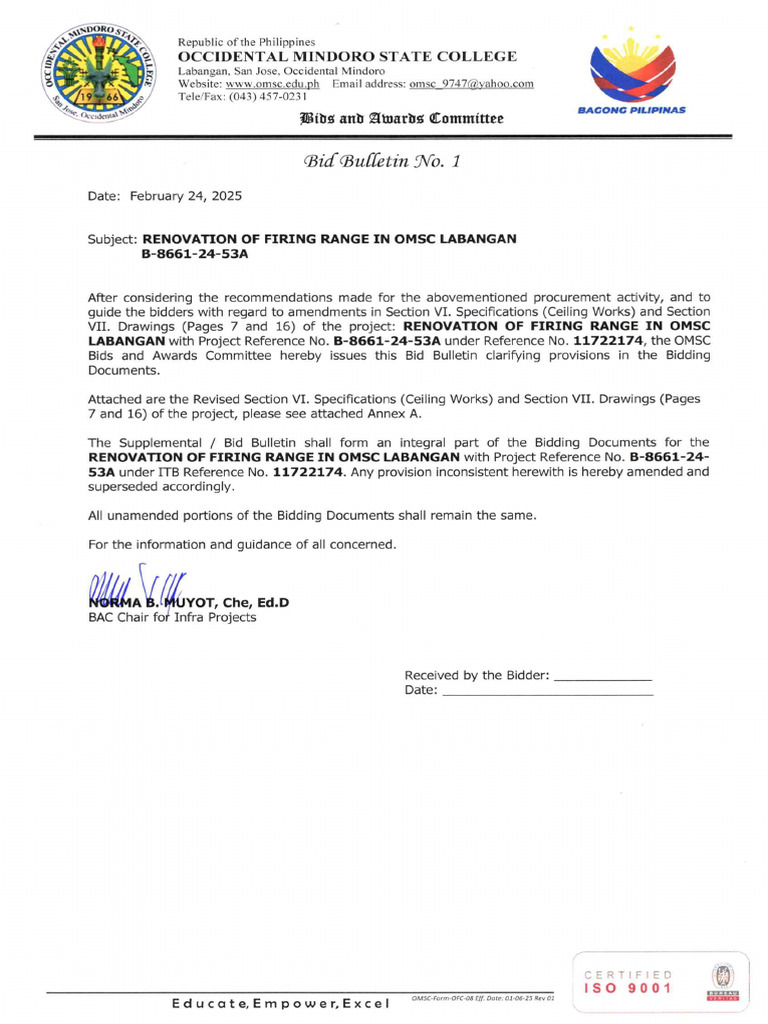 Bid Bulletin No. 1 | PDF