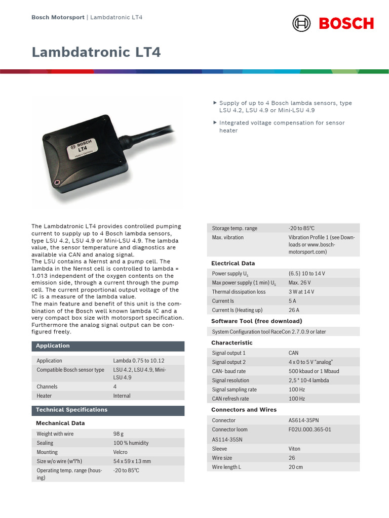 Data Sheet_75422859_Lambdatronic_LT4 | PDF | Electrical Connector | Power Supply