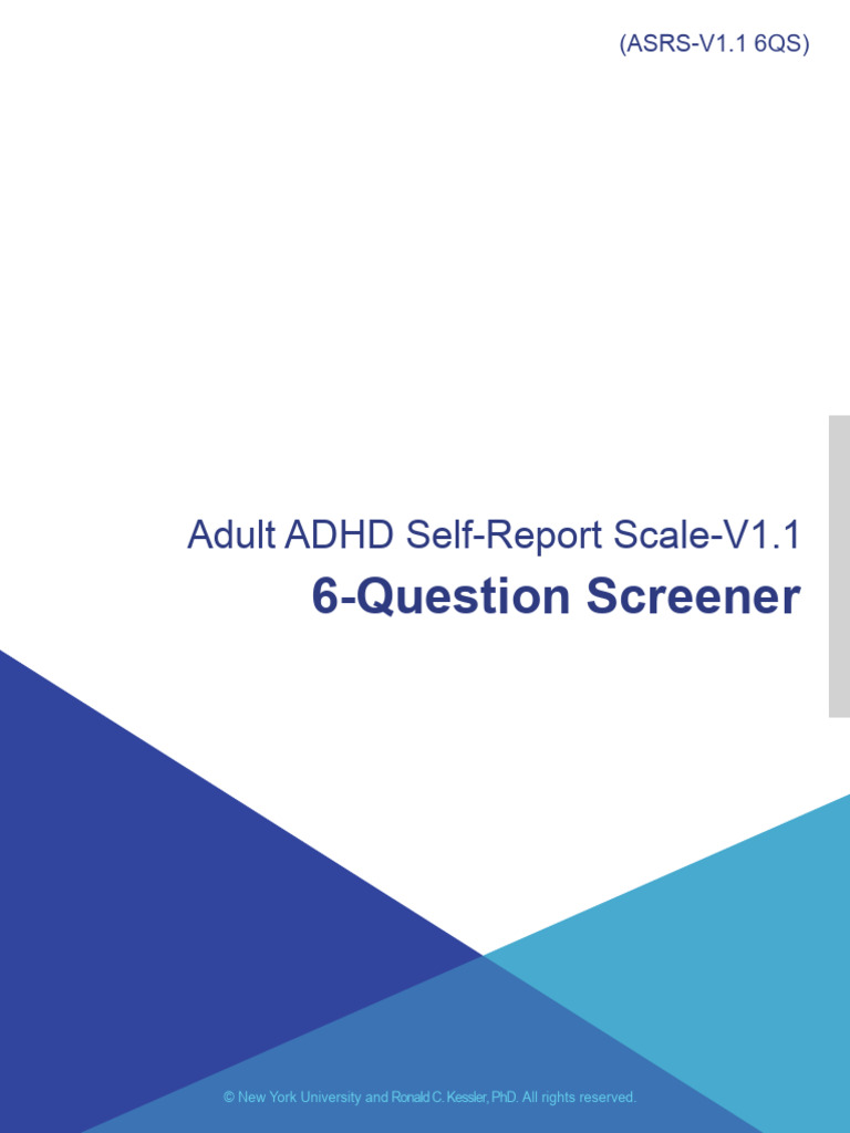 Adult Self Report Scale V1 | PDF | Transtorno de déficit de atenção e ...