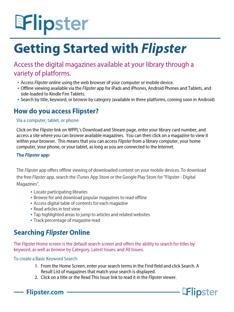 Flipster Getting Started Handout WPPL | PDF