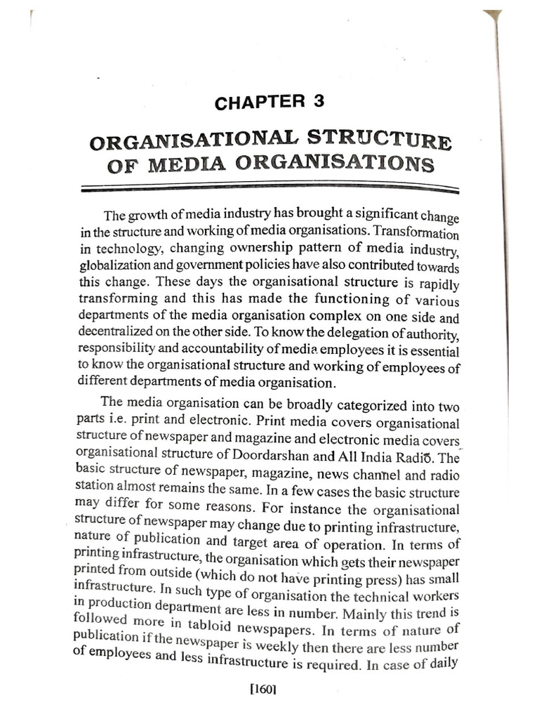 Structure of Media Organisation | PDF