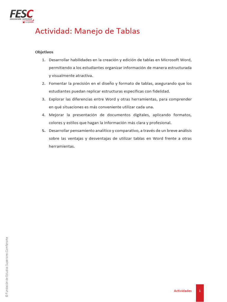 Actividad 2 Manejo de Tablas | PDF | Microsoft Word | Diseño