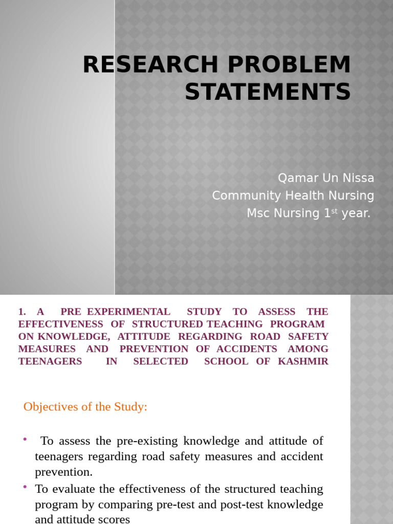 Research Problem Statements | PDF | Premenstrual Syndrome ...