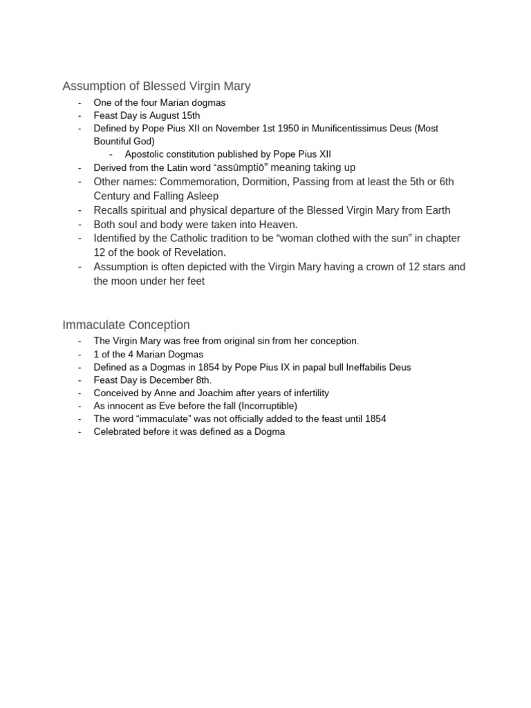 Assumption and Immaculate Conception | PDF