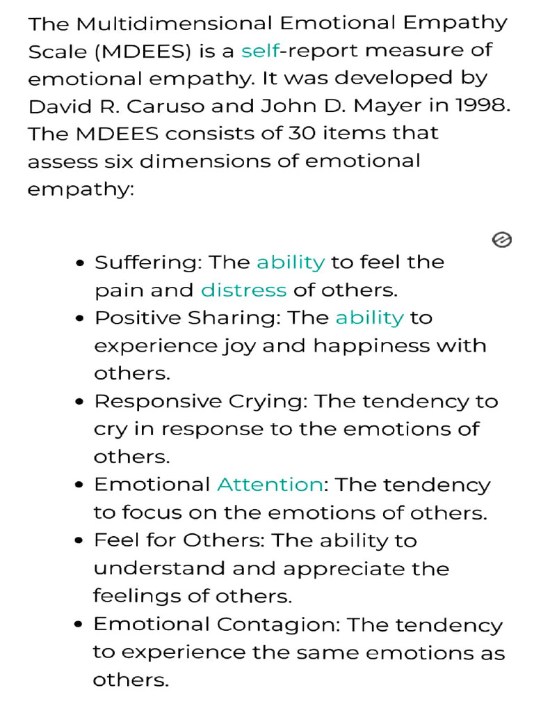 MDEES Test Information (Multidimensional Emotional Empathy Scale) | PDF