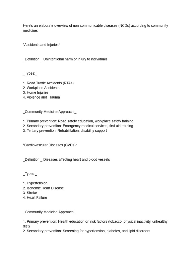 Community Medicine & NCDs Overview | PDF