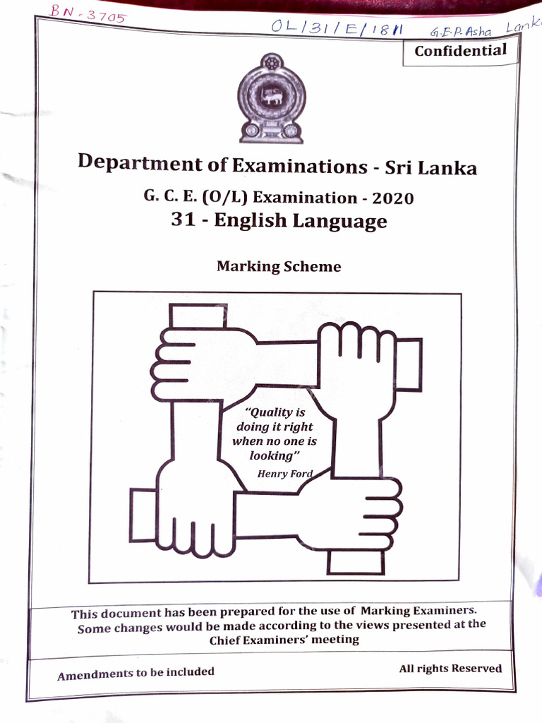 Gce Ordinary Level Exam 2020 English Past Papers 61af0b260a1a3 | PDF ...