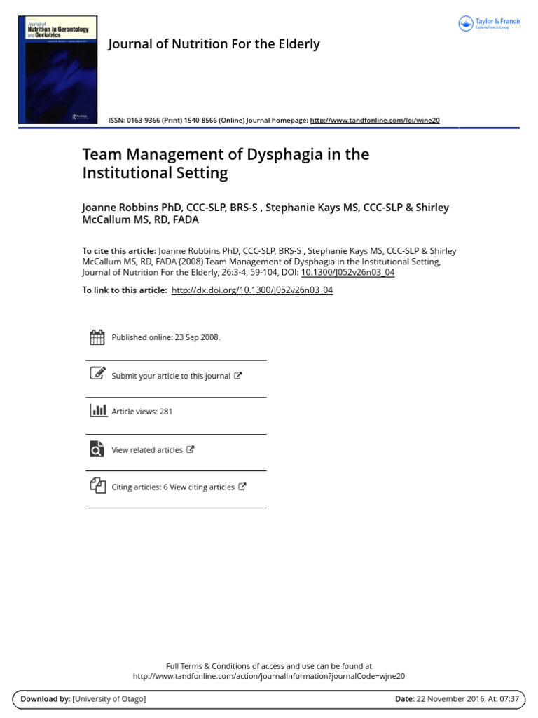 Dysphagia Management in Elderly Care | PDF | Diseases And Disorders ...