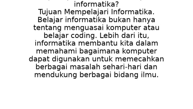 Tujuan Belajar Informatika | PDF