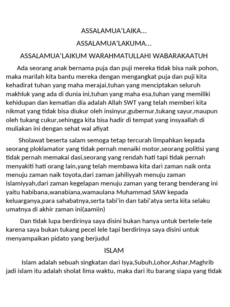 Pidato Singkat tentang Islam untuk Anak SD | PDF
