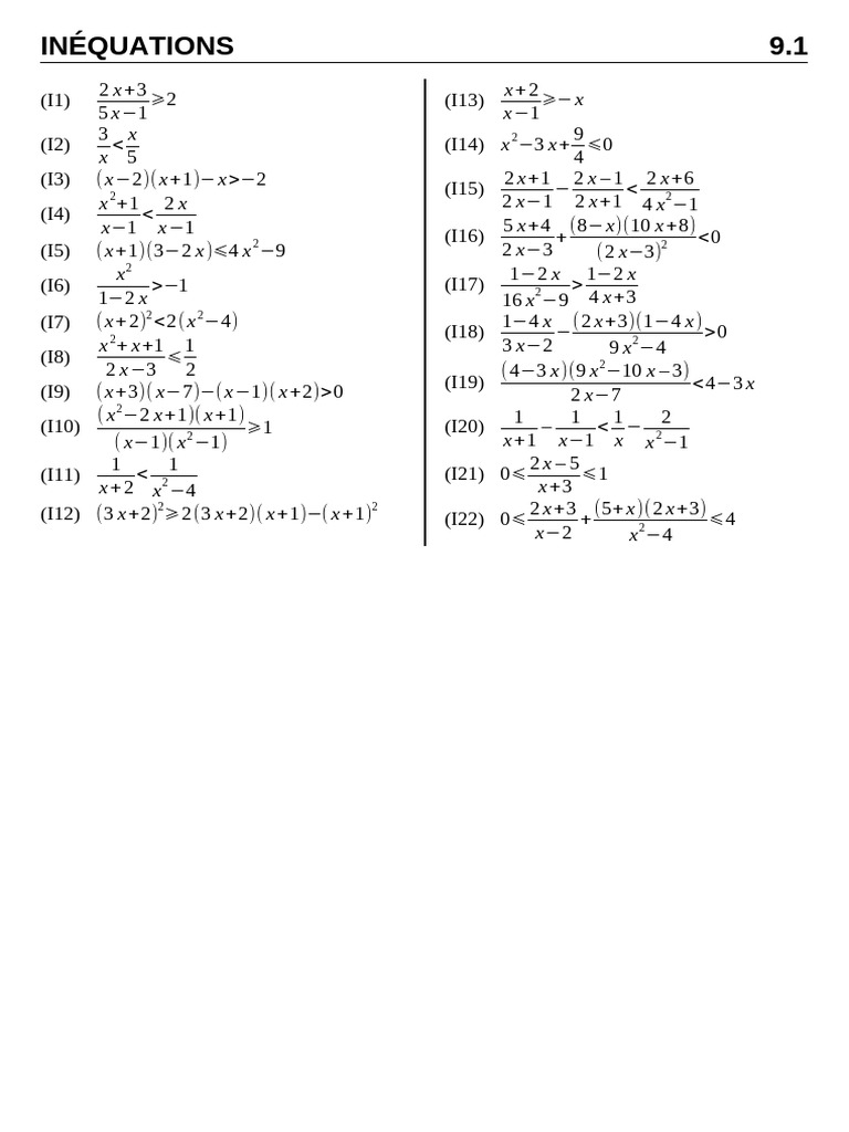 2 Inequations Exos | PDF