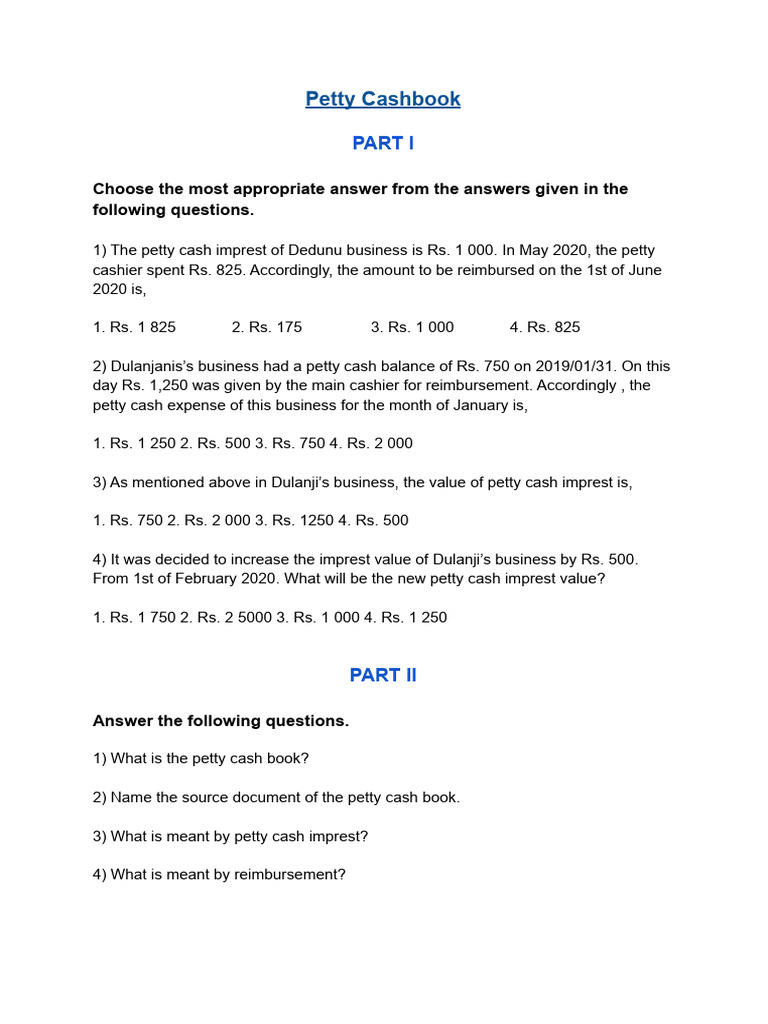 Petty Cashbook Management Guide | PDF
