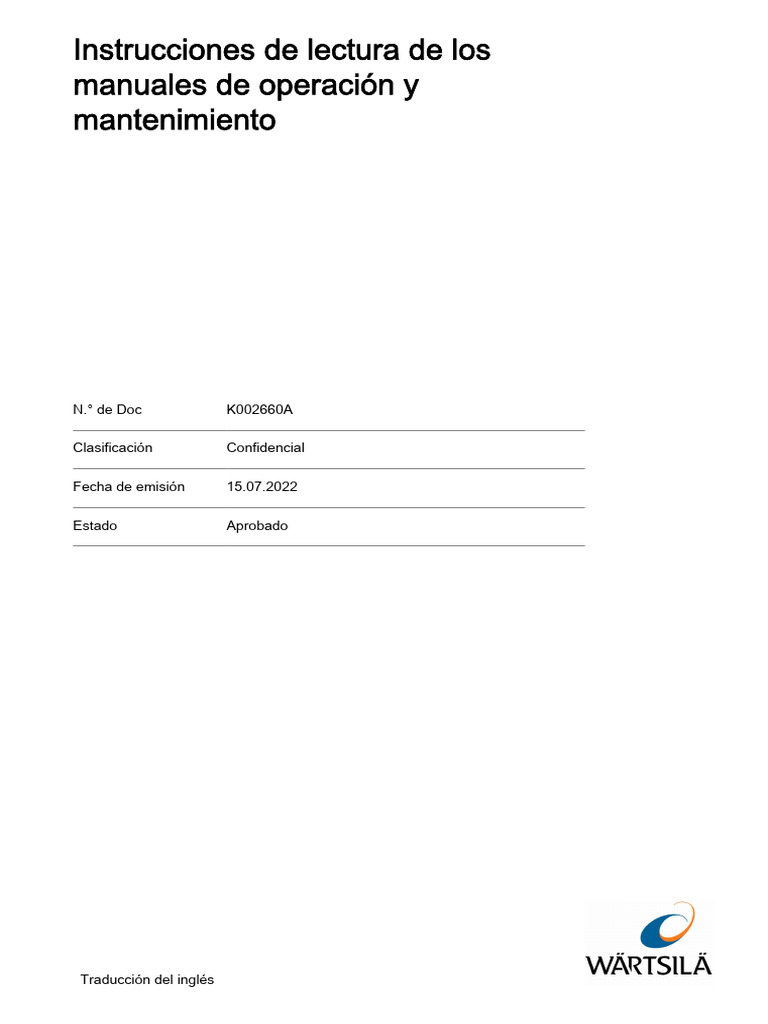 Instrucciones de Lectura de Los Manuales de Operación y Mantenimiento | PDF | Ingenieria ...