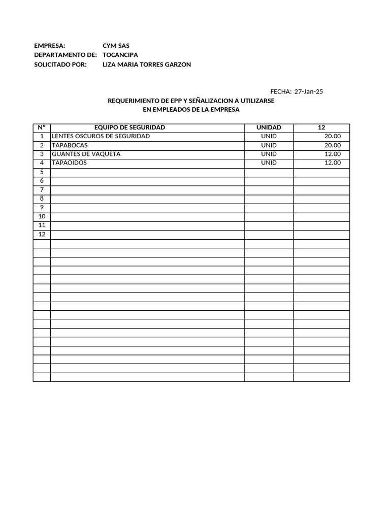 Formato de Requision de Epps | PDF