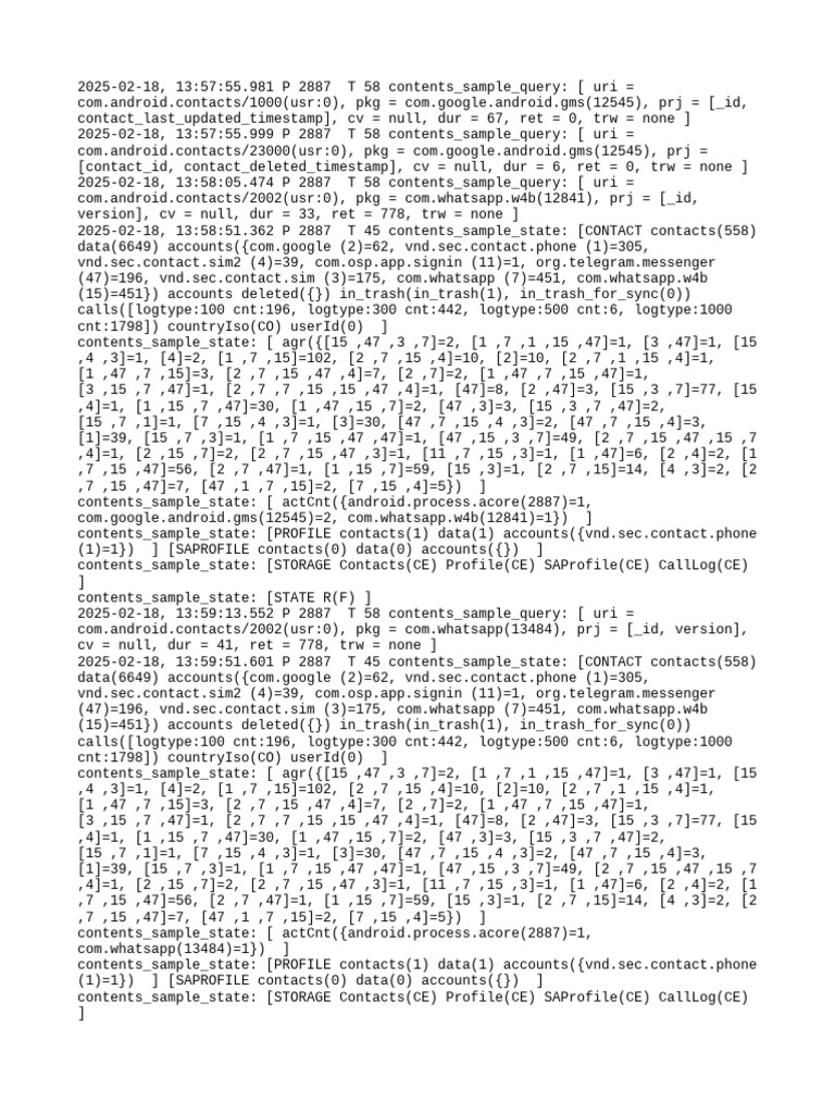 Android Contacts Query Log | PDF
