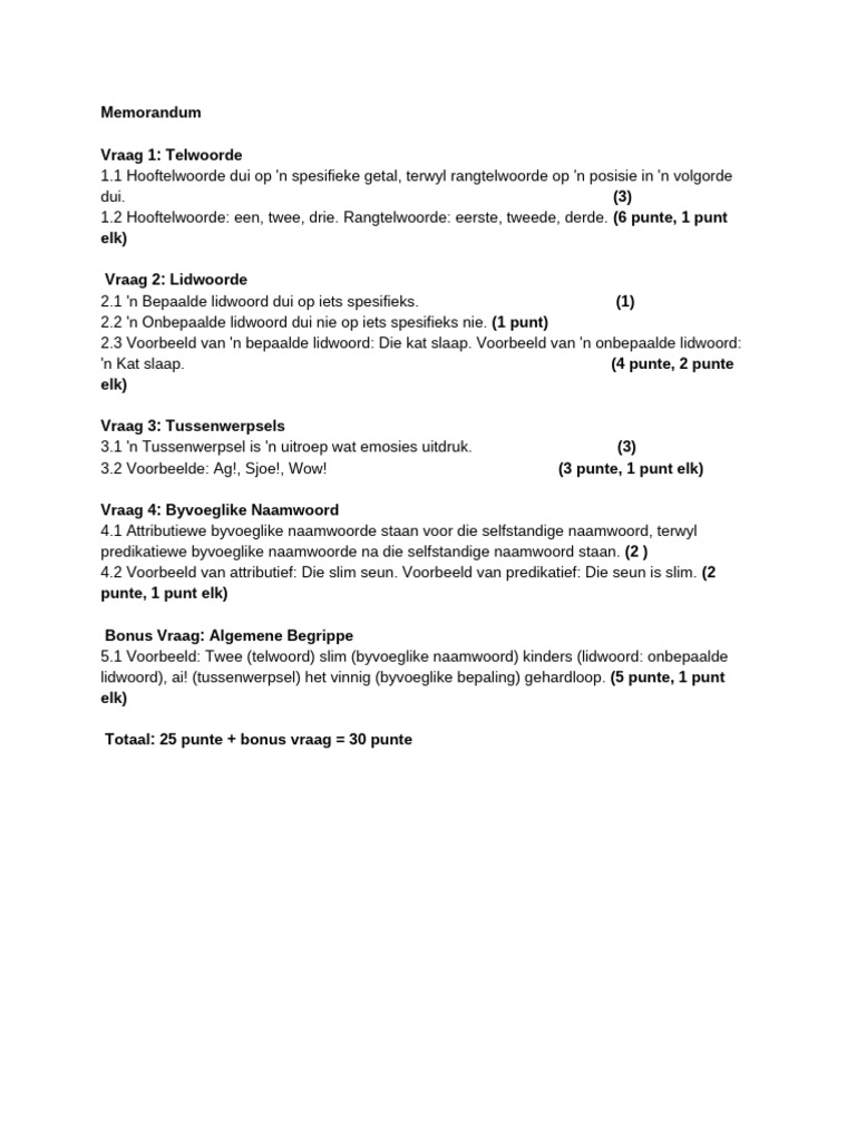 Memo Telwoorde | PDF