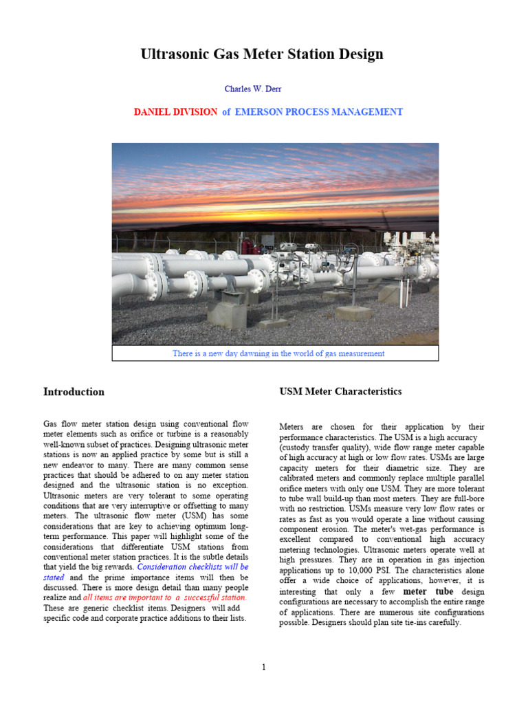 Ultrasonic Gas Meter Station Design Guide | PDF | Flow Measurement ...