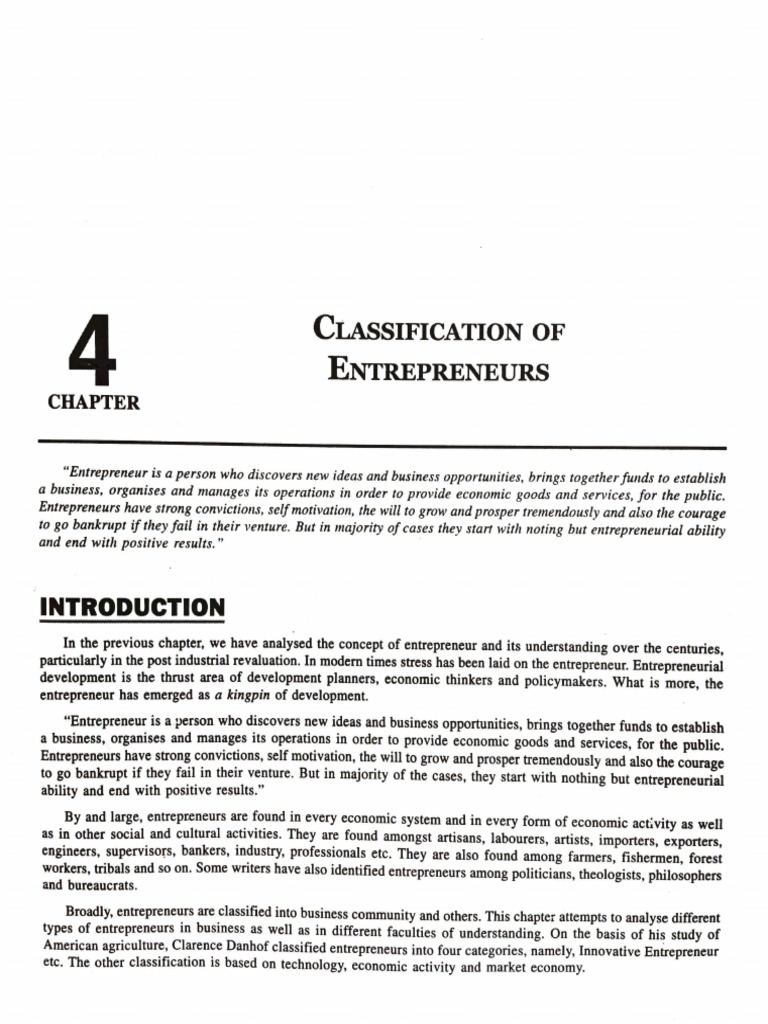 Unit 1 (4) Classification of Entrepreneurs | PDF
