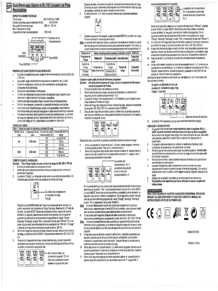 Cargador BC700 | PDF