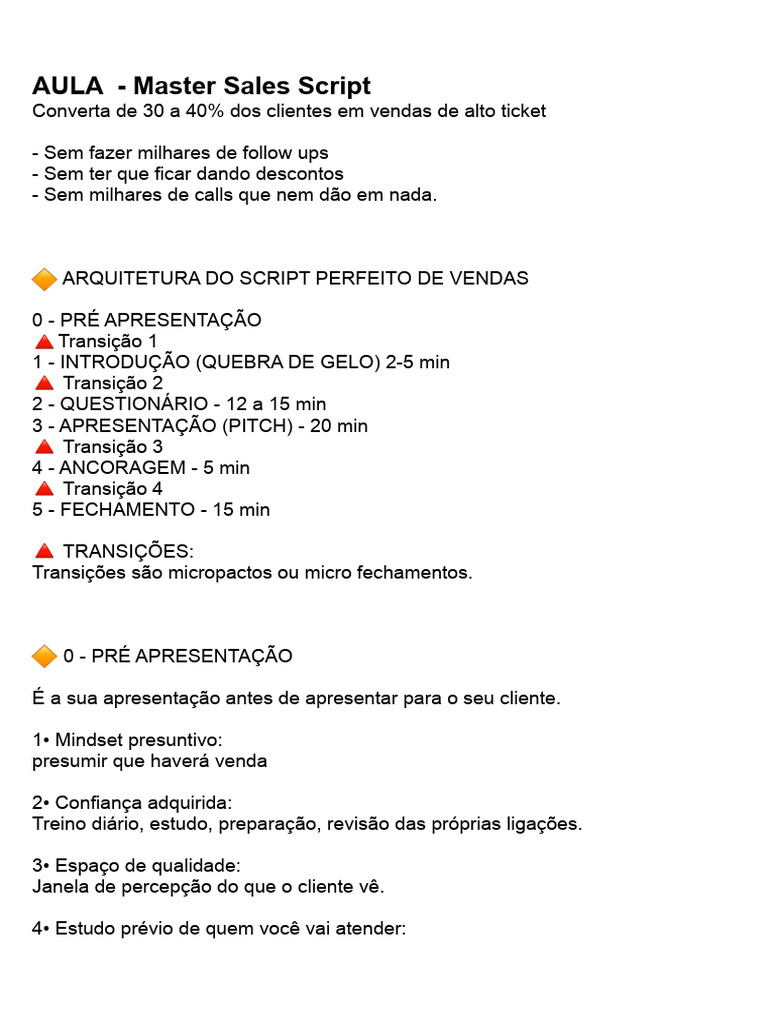 Script de Apresentação de Vendas | PDF