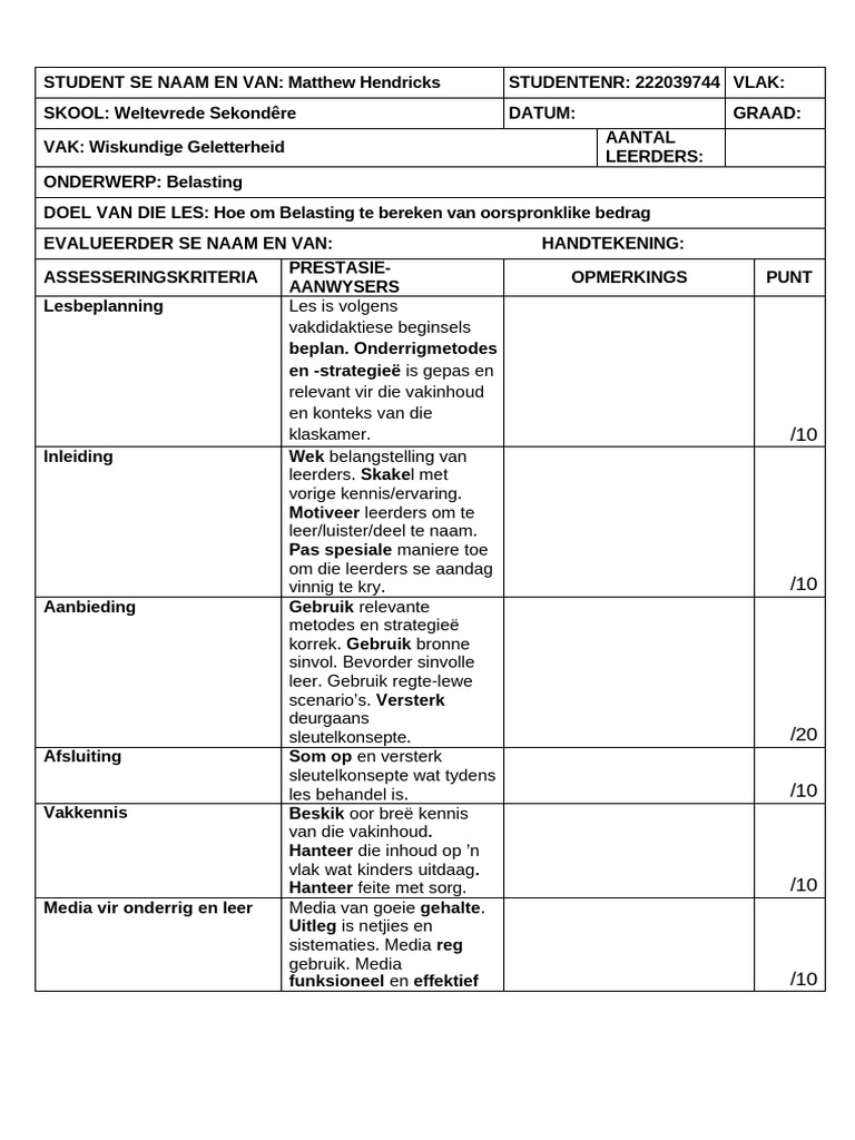 Belasting Evalueer | PDF