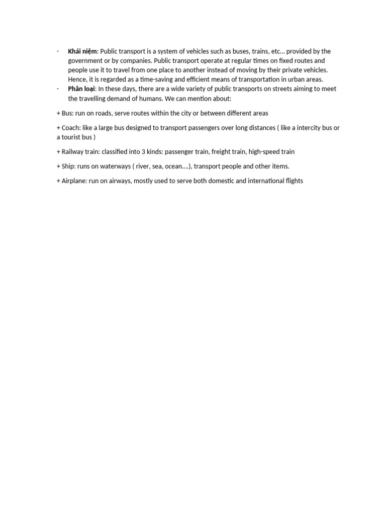Types of Public Transportation Explained | PDF