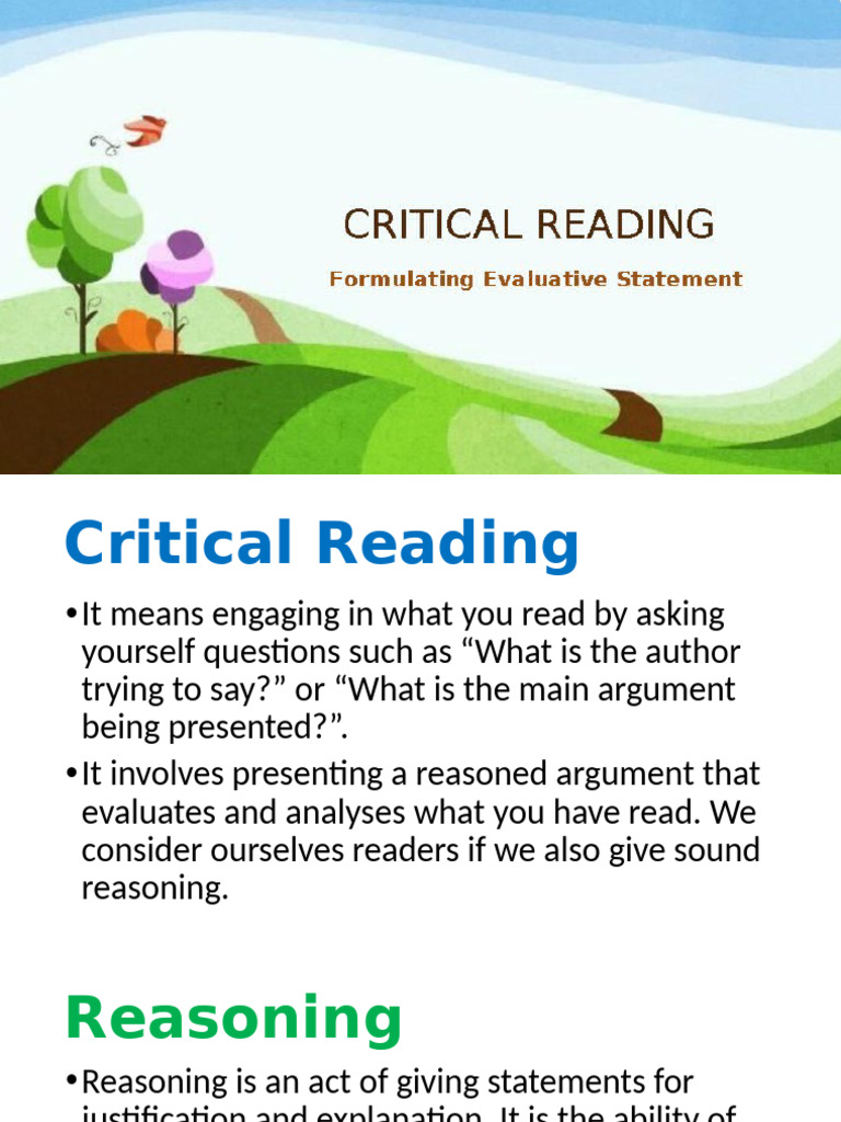 Mastering Critical Reading & Evaluation | PDF | Reason | Argument