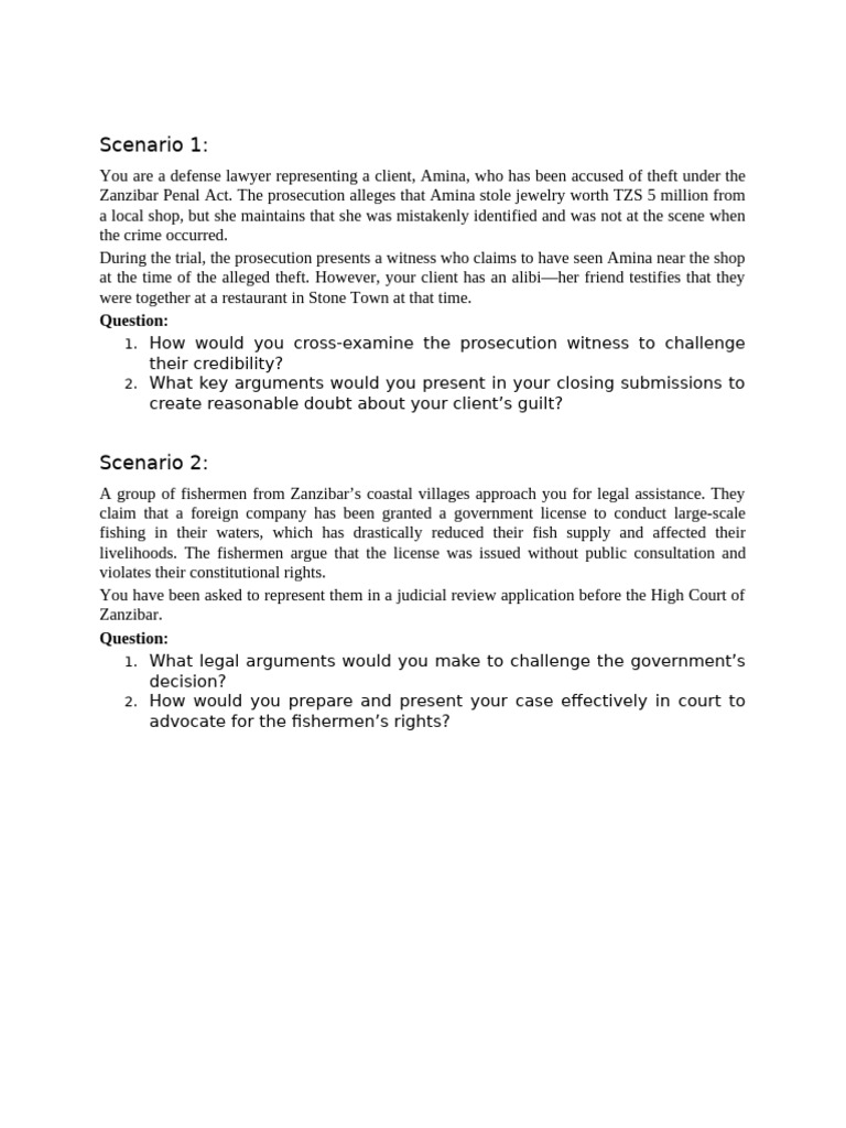 Advocacy Scenario Questions | PDF
