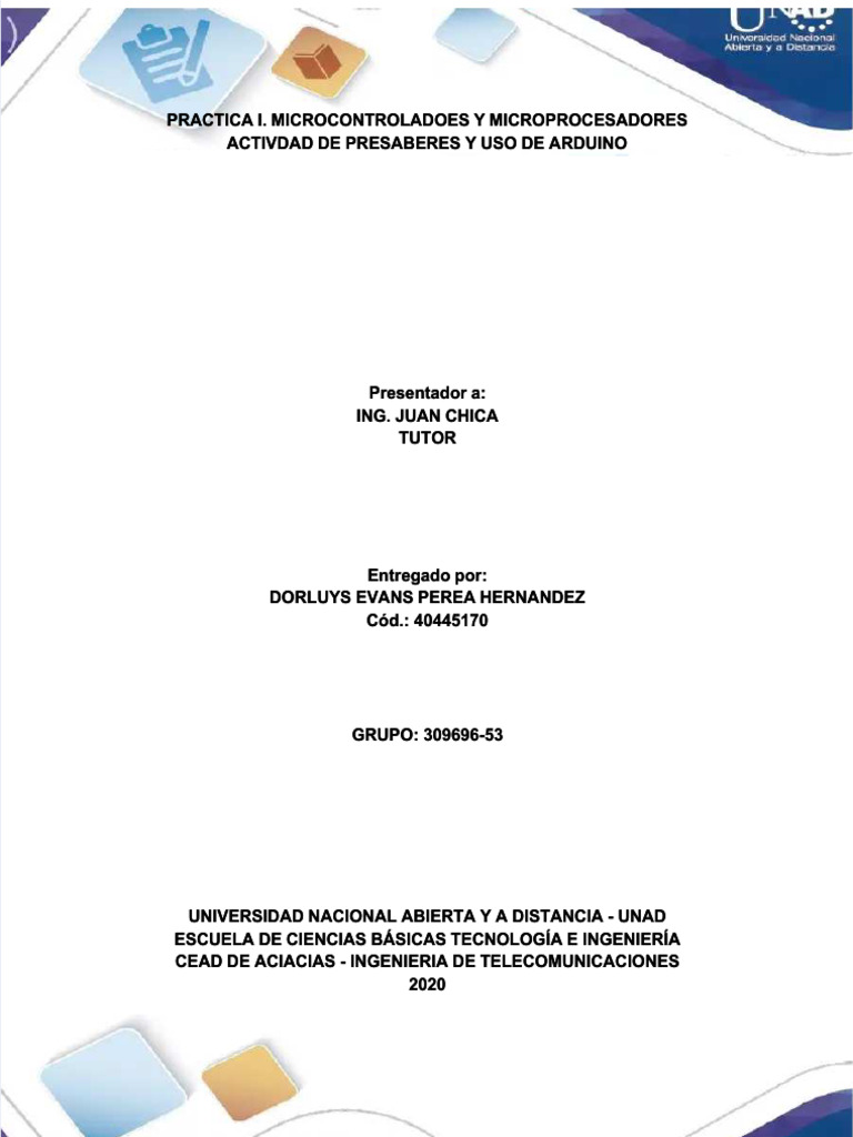 PDF Informe de Practica No 1 de Microcontroladores y Microprocesadores Compress | PDF | Arduino ...