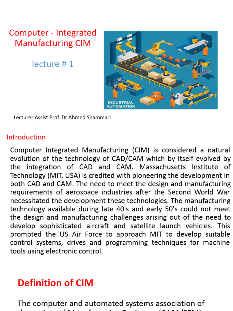 Overview of Computer Integrated Manufacturing | PDF | Automation | Software