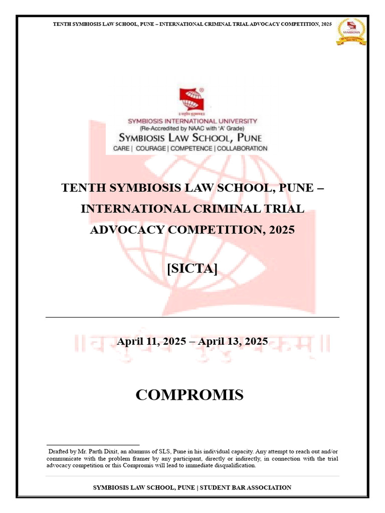 SICTA 2025 - Official Compromis | PDF | International Criminal Court | Trials
