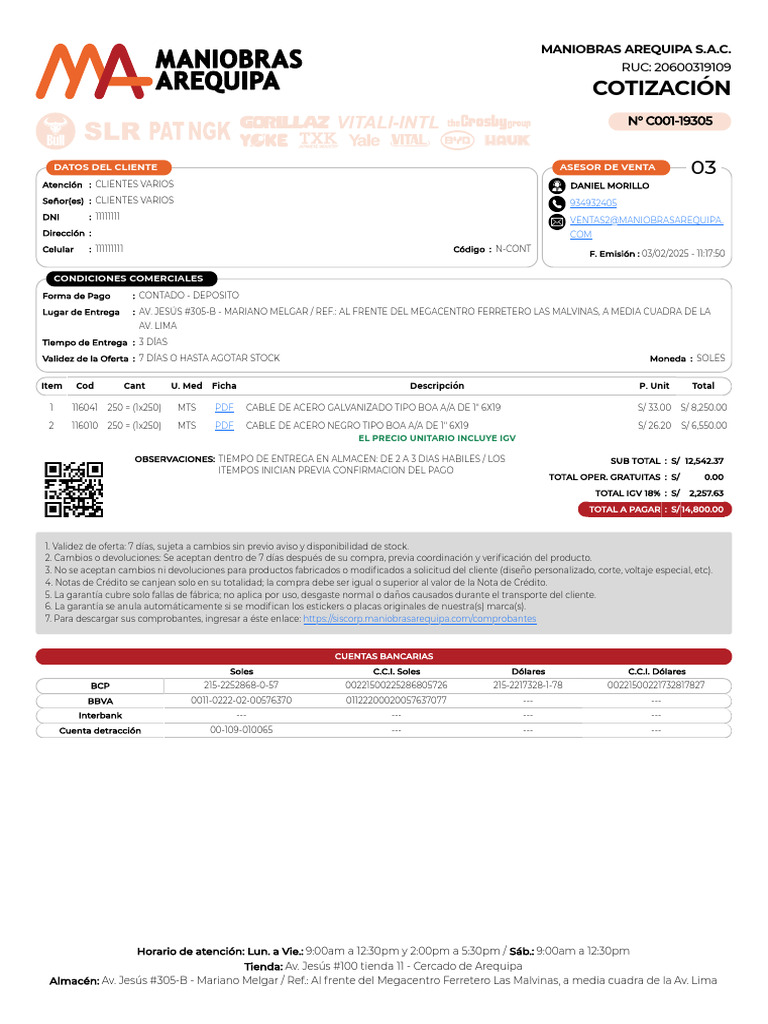 MANIOBRAS-AREQUIPA-COT-C001-19305 | PDF