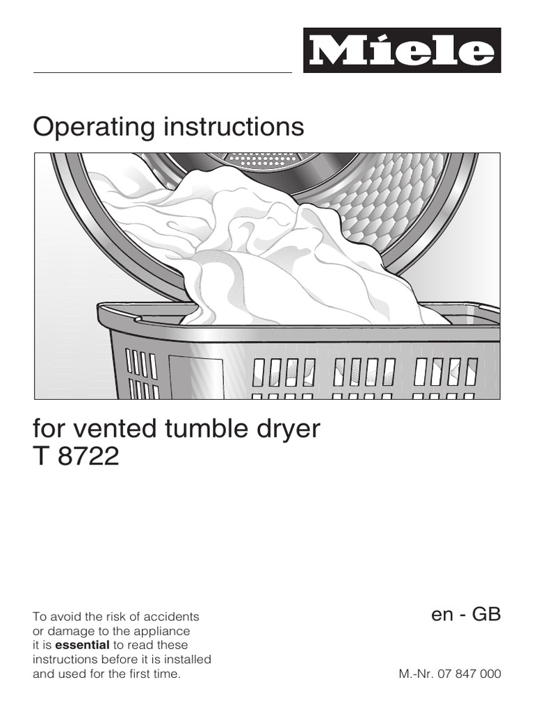 Miele T 8722 Dryer | PDF | Clothes Dryer | Textiles