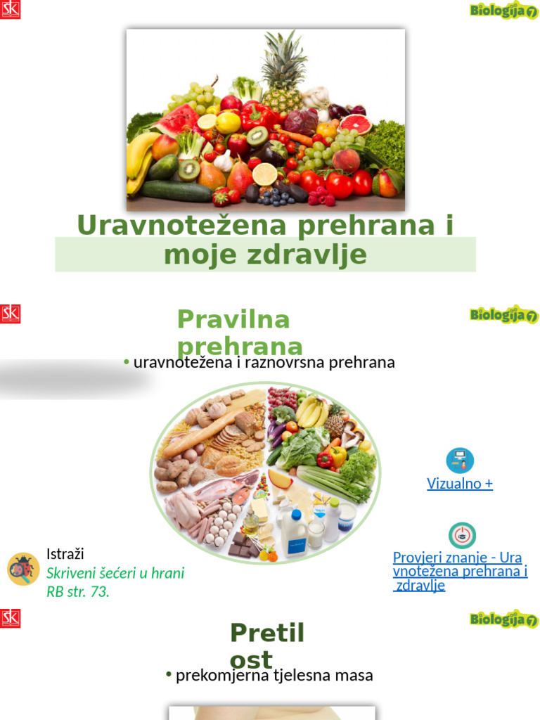Uravnotezena Prehrana I Moje Zdravlje BIOLOGIJA 7 | PDF
