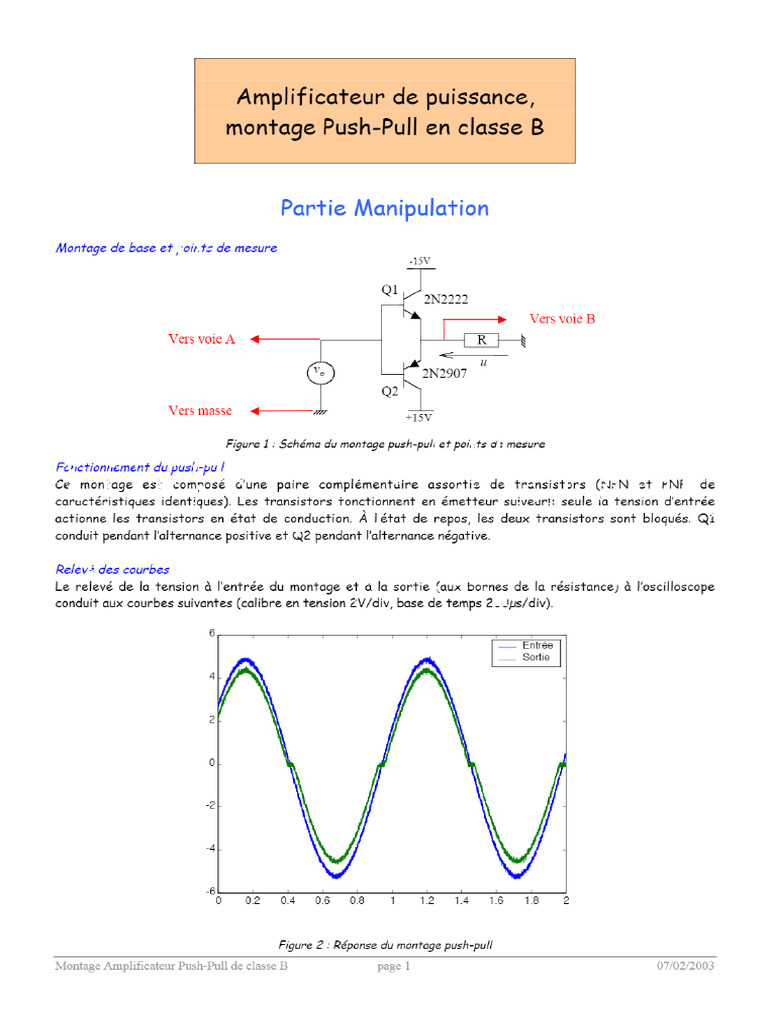 Amplificatur de puissance _ Montage Push-Pull en classe B | PDF