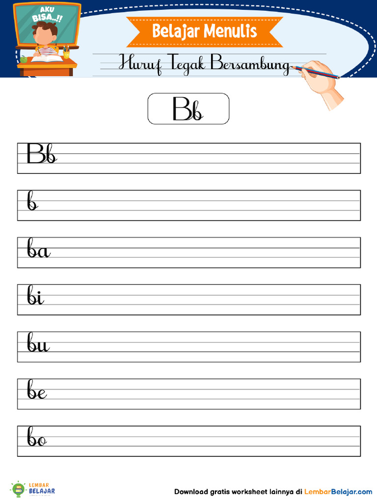Lembar Belajar Menulis Huruf Tegak Bersambung B | PDF