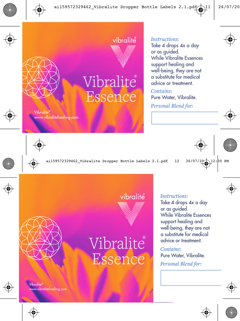 Vibralite Dropper Bottle Labels Orange Lotus | PDF