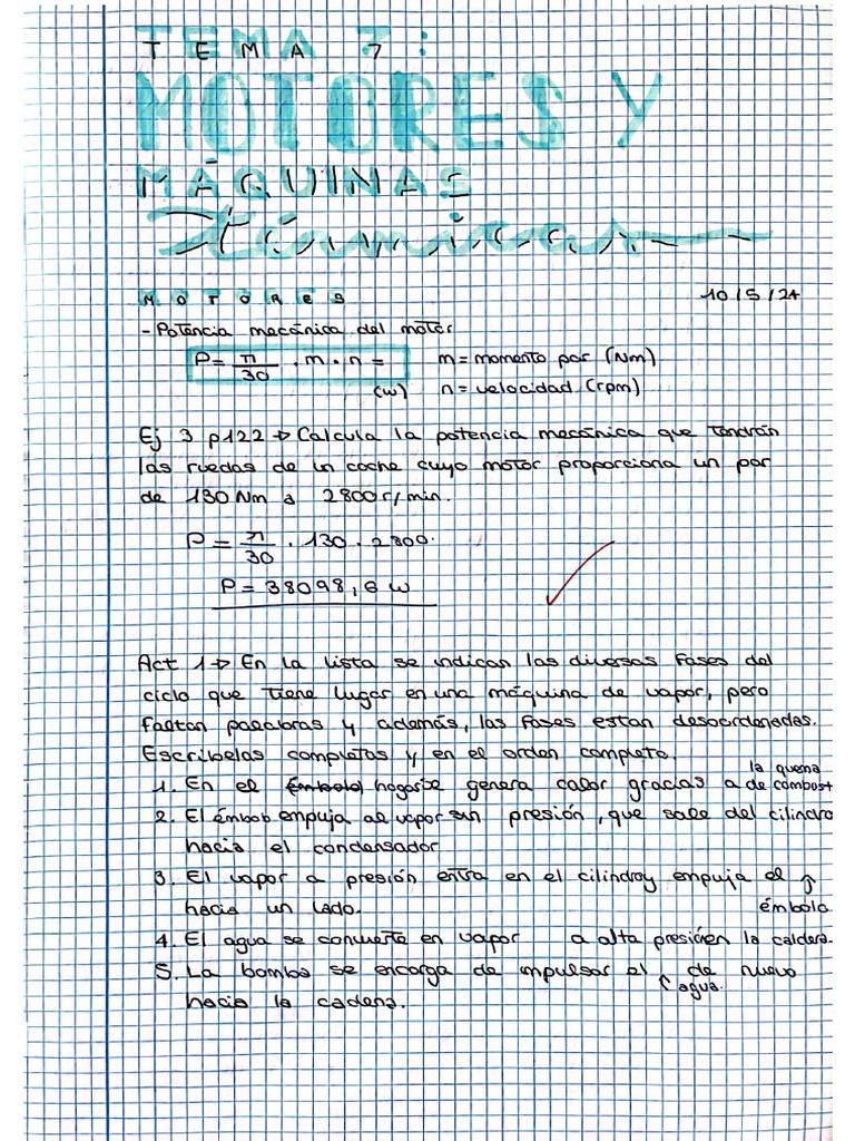 cuaderno tecnología motores Fabiola | PDF